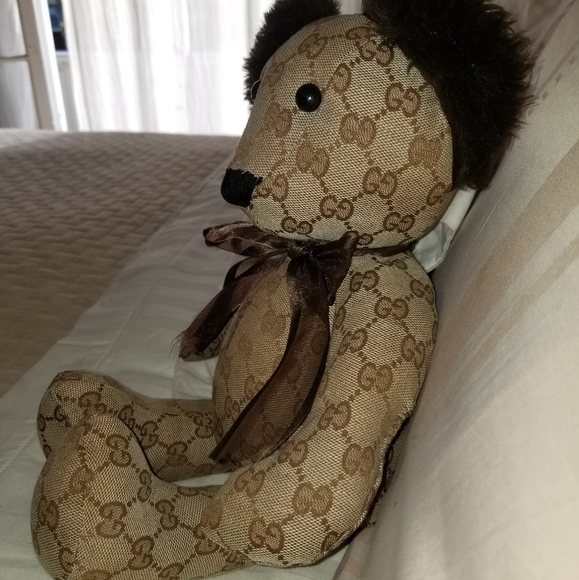 Gucci | Accessories | Custom Made Gucci Teddy Bear In Brown Monogram Gg ...